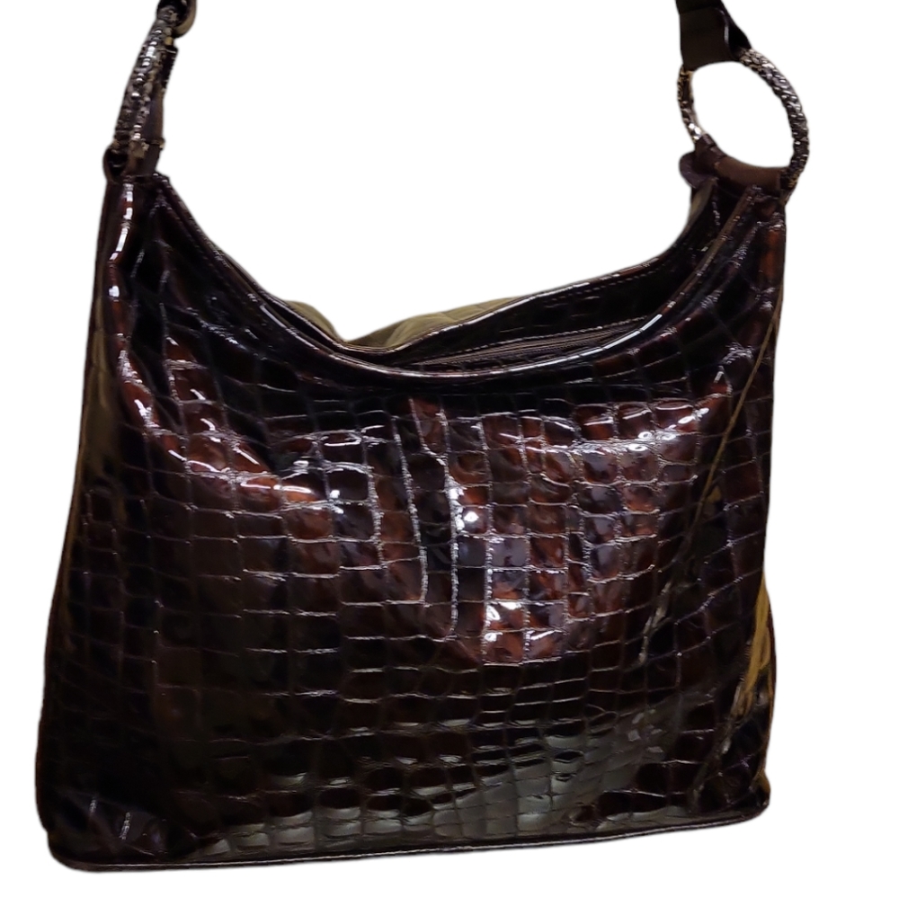 Brighton Cher Patent Leather Croc Texture Leather Pur… - Gem